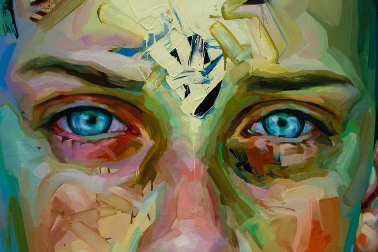 Justin Bower Abstract Oil Painting on Canvas 'Blue Boy 2' For Sale at ...