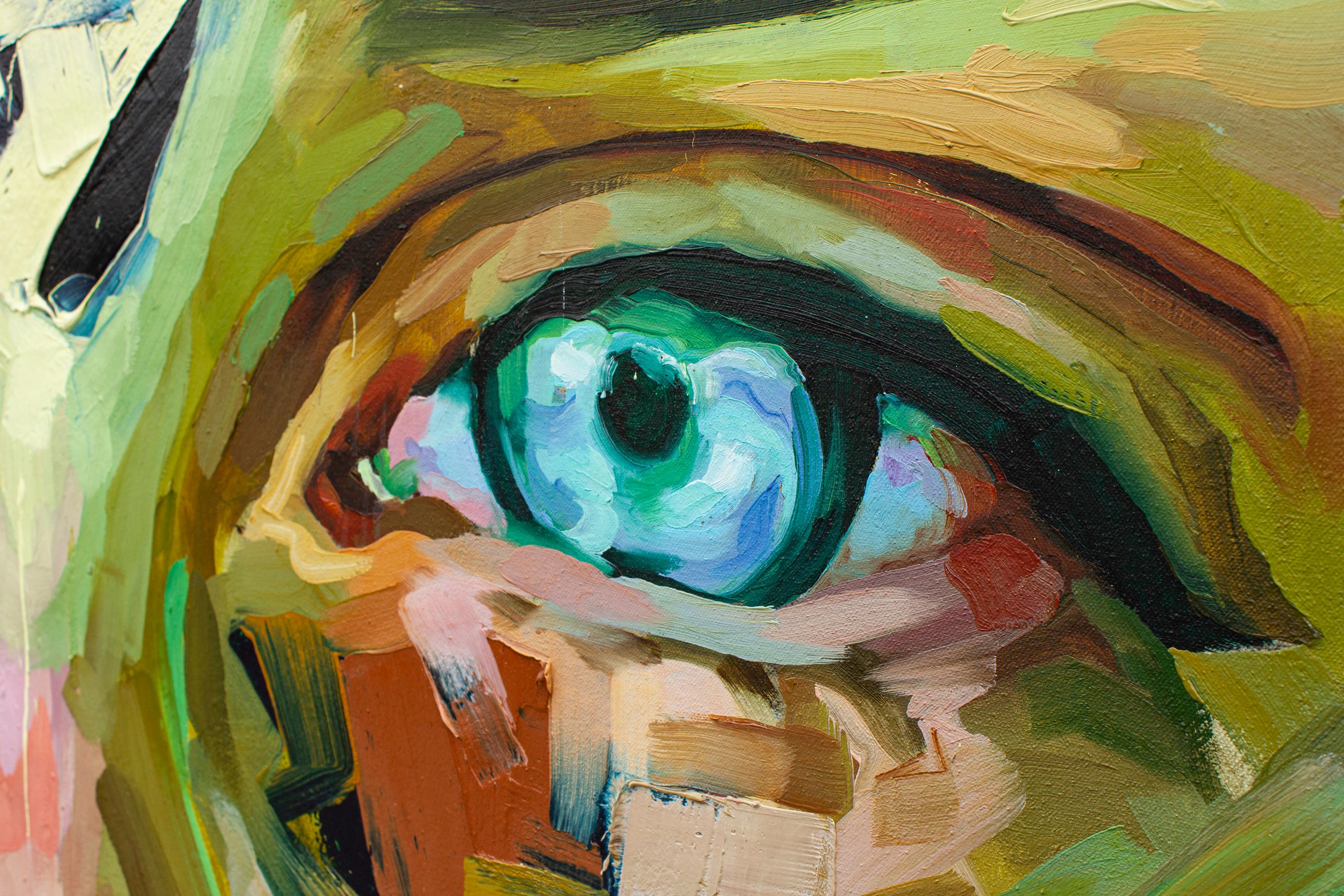 Justin Bower Abstract Oil Painting on Canvas 'Blue Boy 2' For Sale at ...