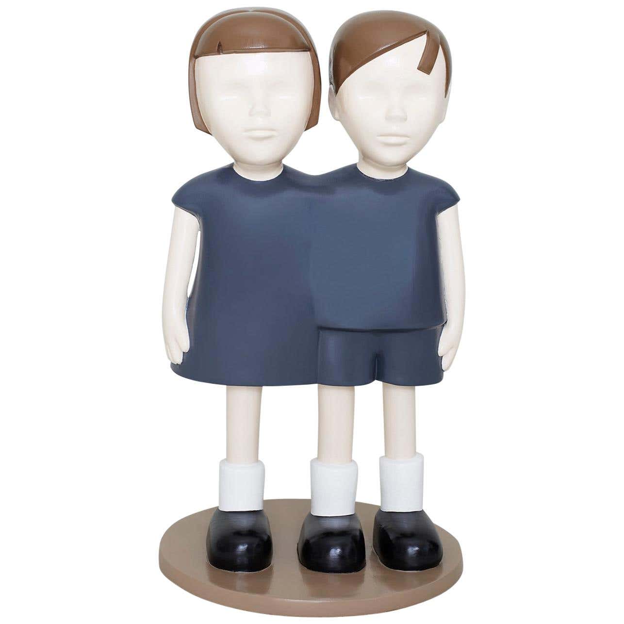Justine Mahoney Siamese Twins Painted Bronze Sculpture For Sale At Justine Mahoney Siamese Twins Painted Bronze Sculpture For Sale At