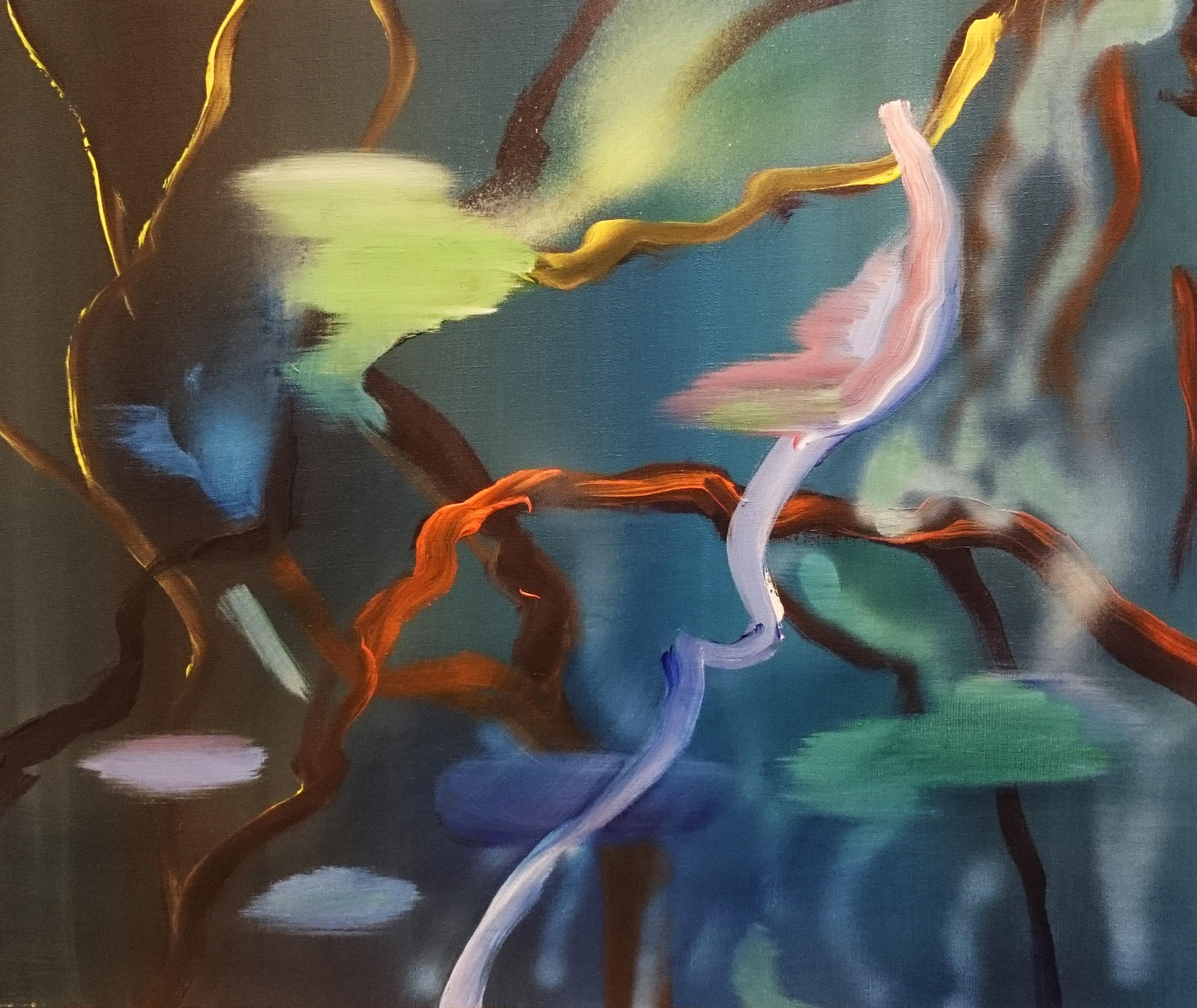 Helen Lundeberg - Untitled (Cleft), abstract landscape of cleft with ...