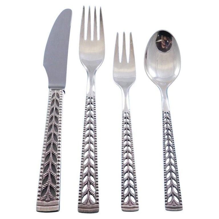 Juvel by Nils Hansen Norway 830 Silver Flatware Set for 8 Service 36 ...