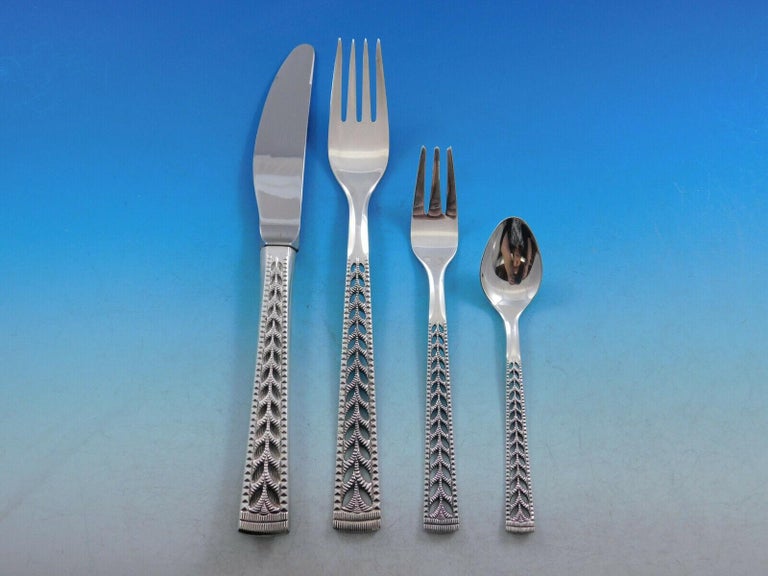 Juvel by Nils Hansen Norway 830 Silver Flatware Set for 8 Service 47 ...