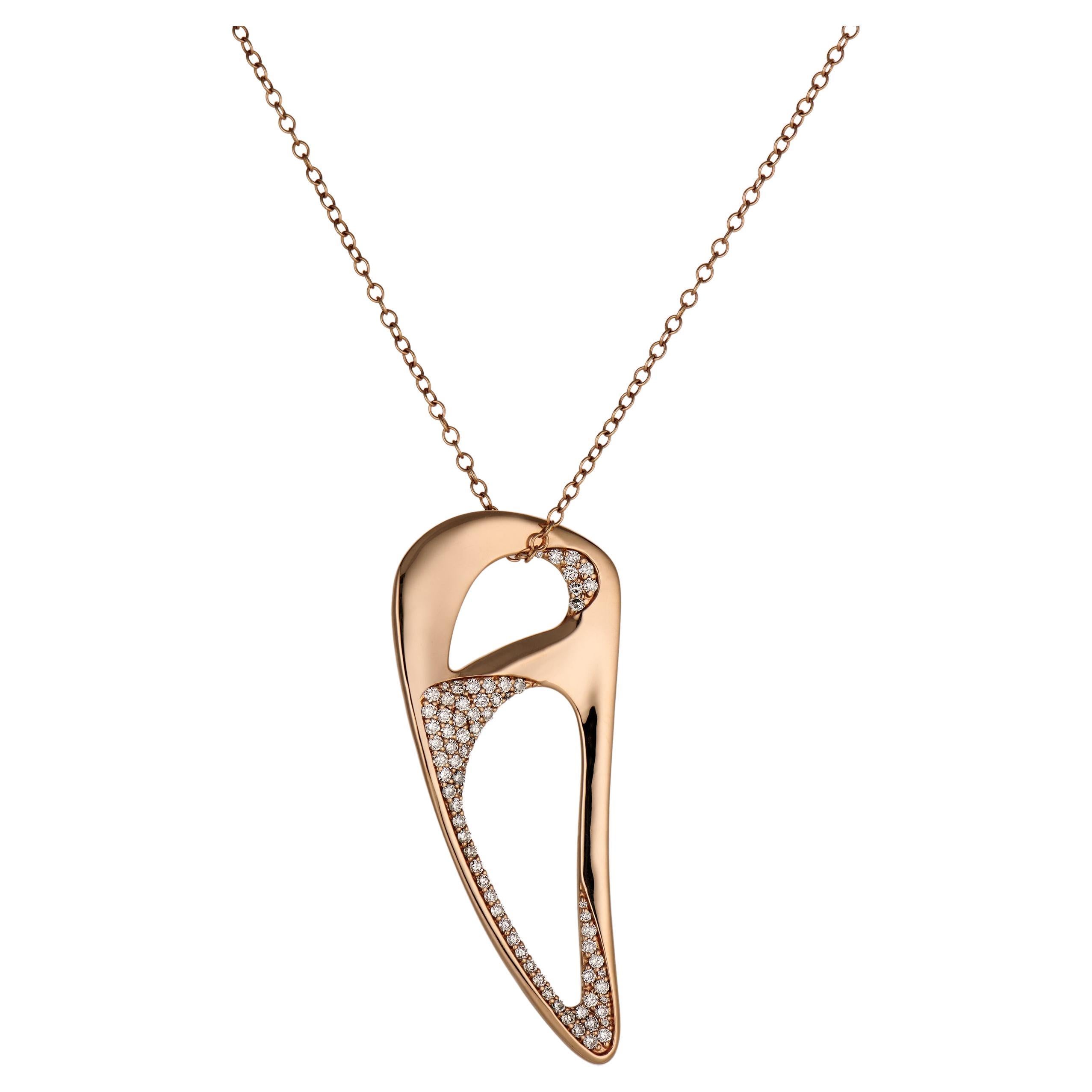 JV Insardi 18kt Rose Gold Sculptural Pendant Necklace with White ...
