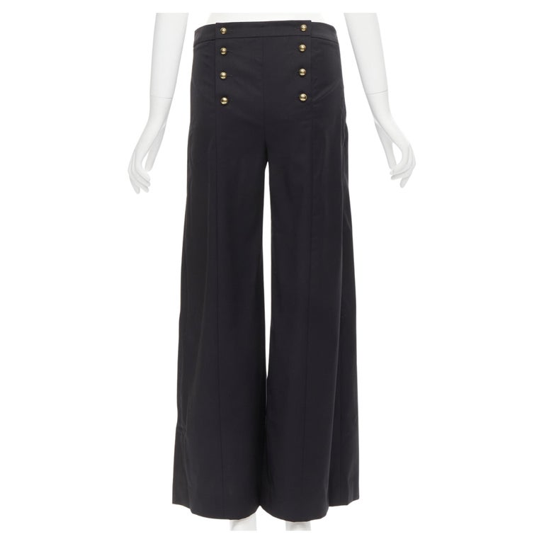JW ANDERSON decorative double gold button back wide leg trousers pants ...