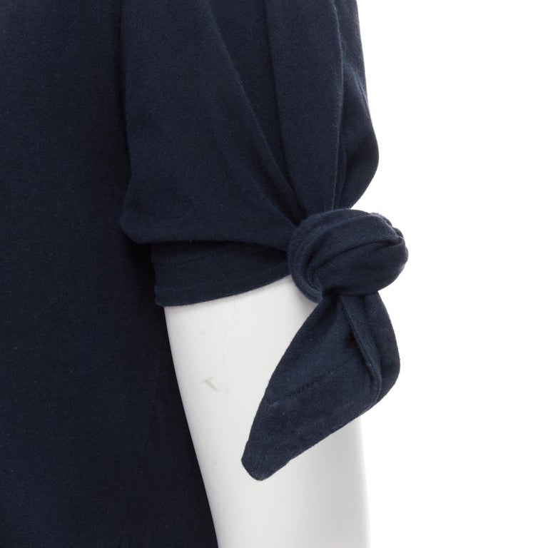 JW Anderson JWA logo embroidered navy blue cotton tie sleeve T-shirt S ...