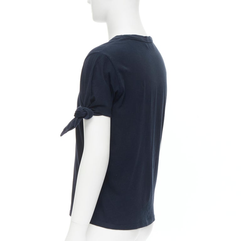 JW Anderson JWA logo embroidered navy blue cotton tie sleeve T-shirt S ...