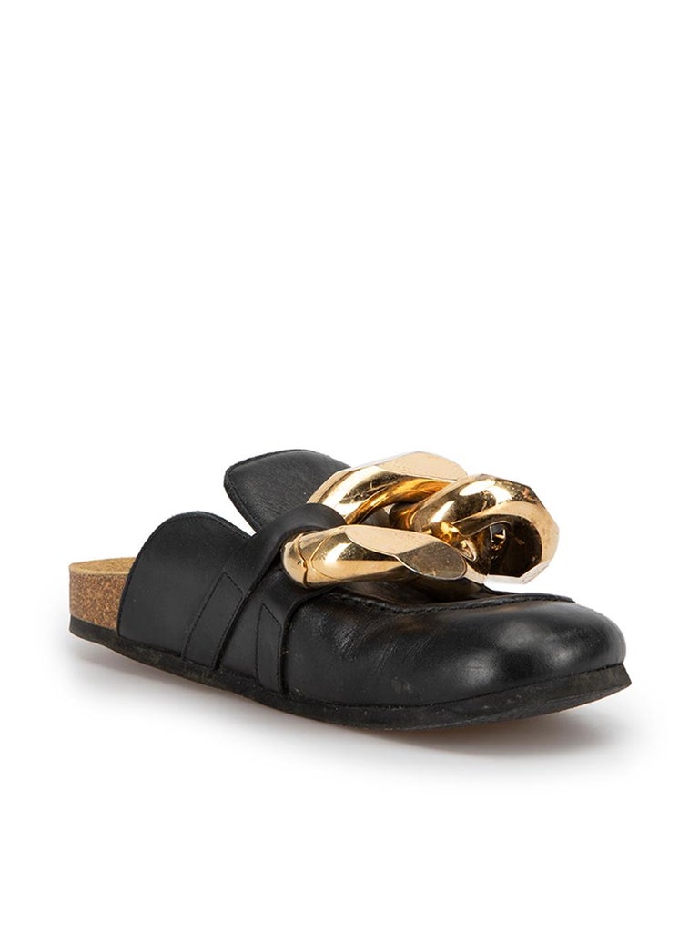 JW Anderson Women's Black Leather Chain Loafer Mules For Sale at 1stDibs