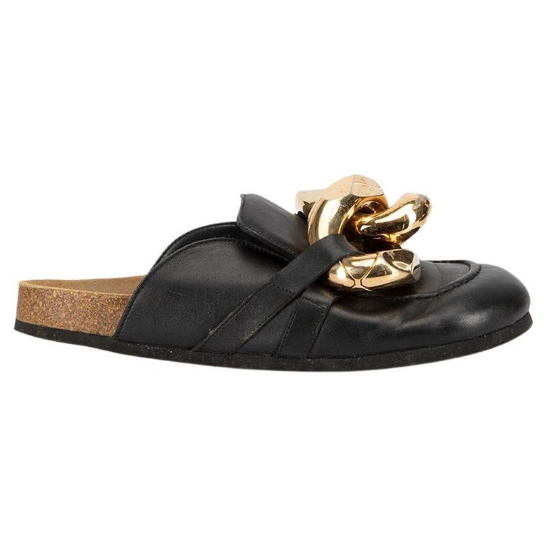 JW Anderson Women's Black Leather Chain Loafer Mules For Sale at 1stDibs