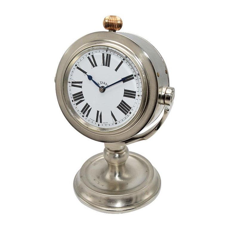 J.W. Benson Nickel Finished Nautical Desk Clock with 2 Enamel Dials ...