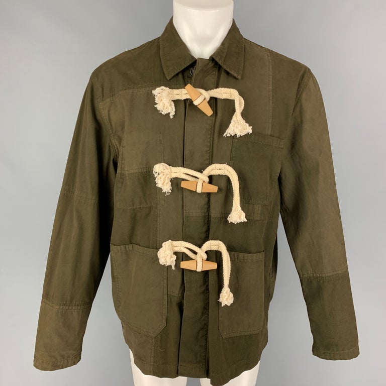 J.W.ANDERSON Size 40 Olive Cotton Toggle Closure Jacket For Sale at 1stDibs