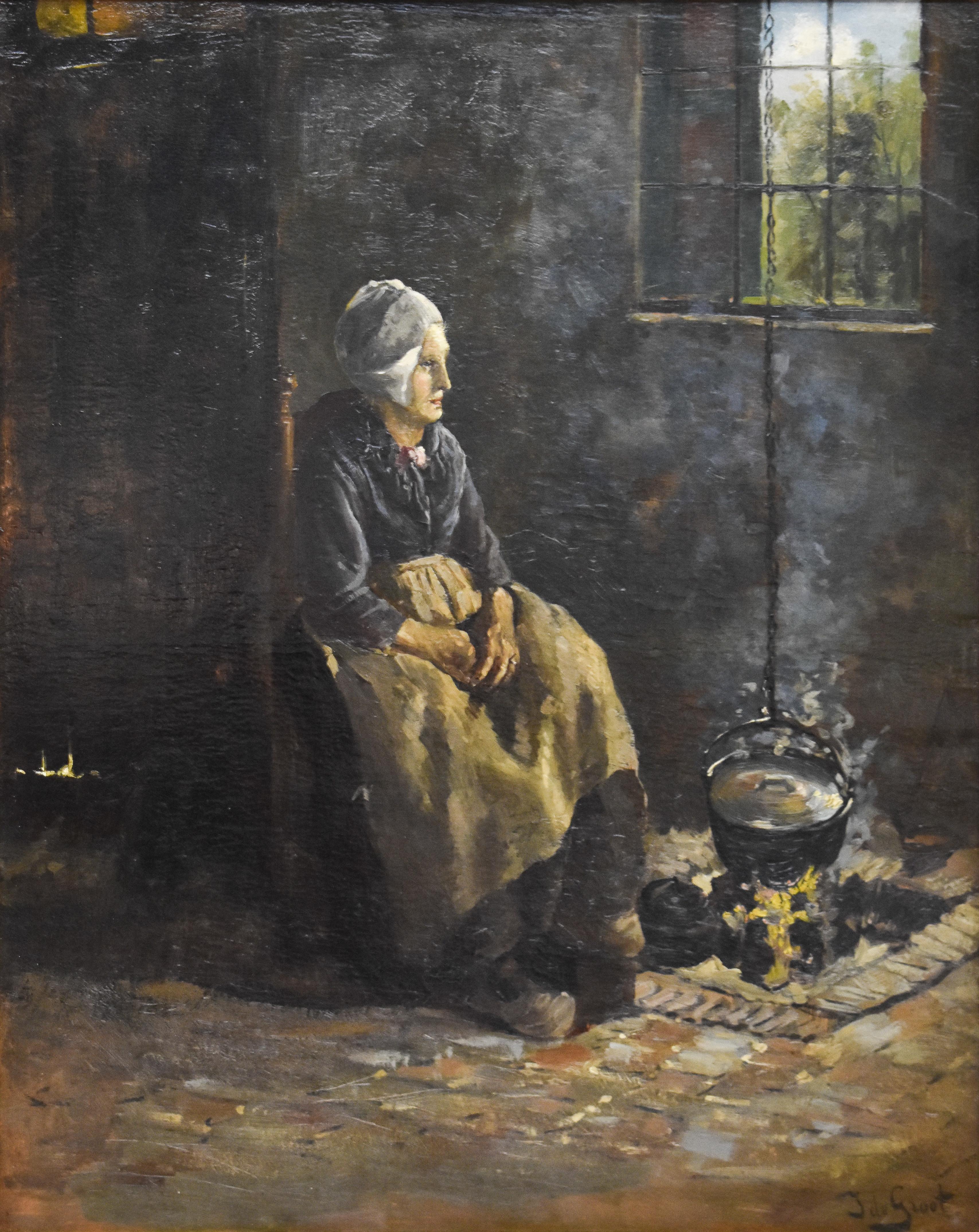 Bernard Pothast - "Mother and Children”, Dutch interior family scene ...