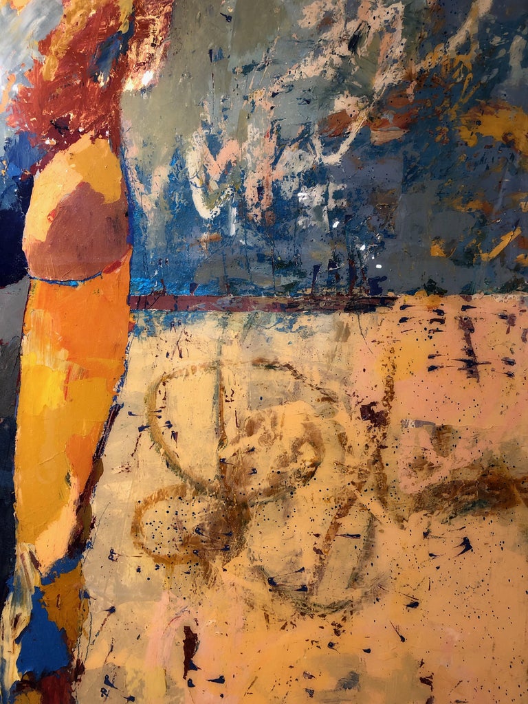 Jylian Gustlin - "Caelum 5" Abstract mixed media painting of a standing ...