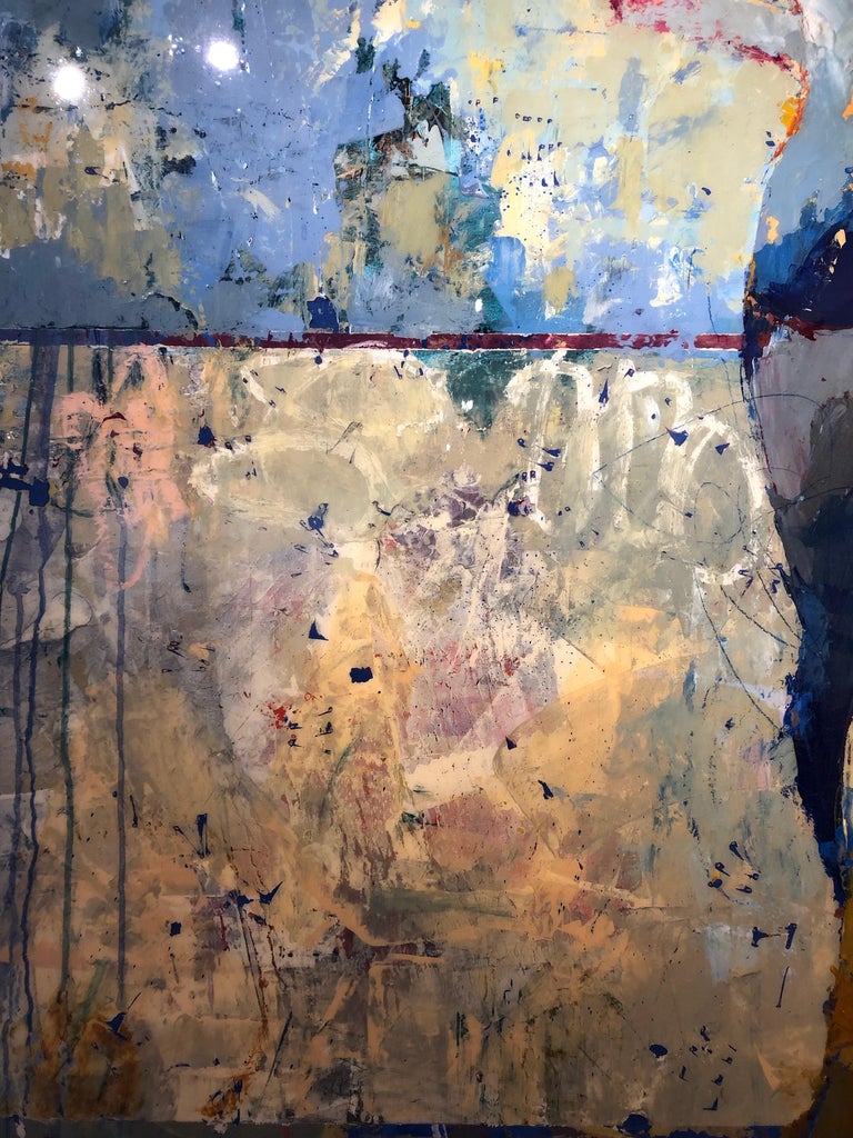 Jylian Gustlin - "Caelum 5" Abstract mixed media painting of a standing ...