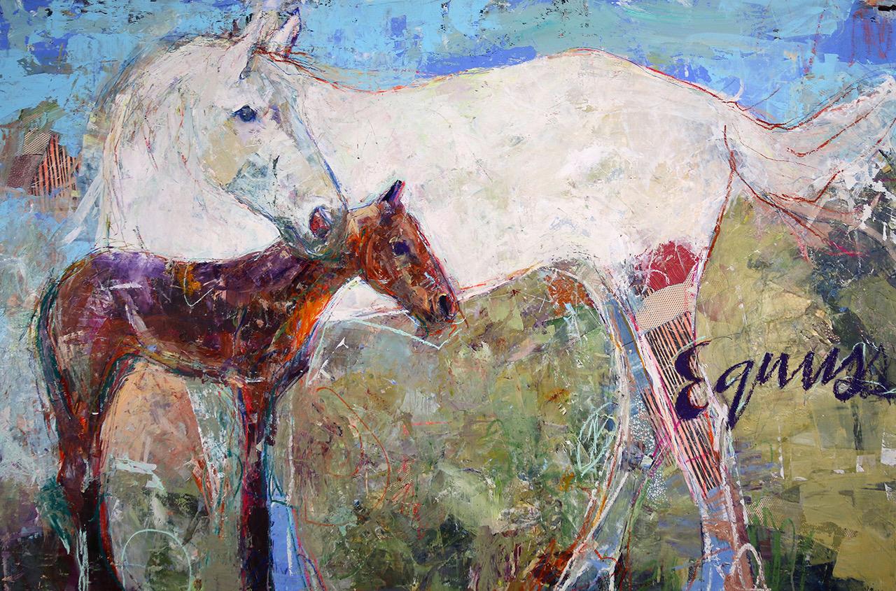 Jylian Gustlin - "Sirens 1" Figurative in Light Yellow, Pinks, Bright ...