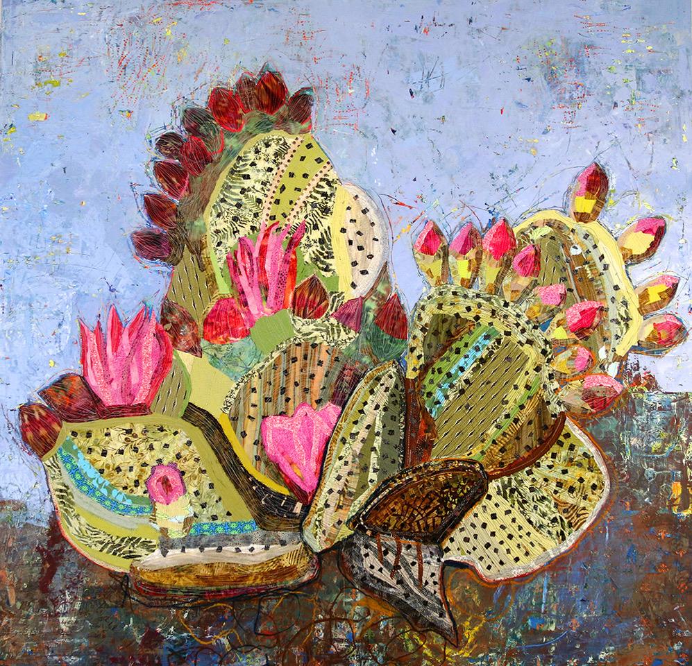 Jylian Gustlin - "Sirens 1" Figurative in Light Yellow, Pinks, Bright ...