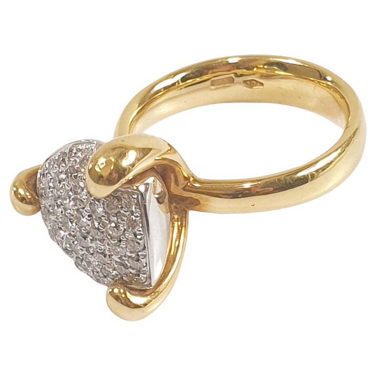 K di Kuore Diamonds and 18 Karat Yellow Gold Ring For Sale at 1stDibs