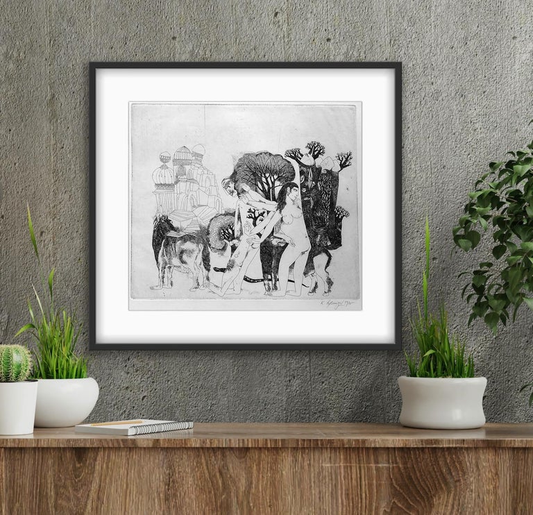 K Laxma Goud - Indian Artist Surreal Modern Etching Eroticism Rural ...