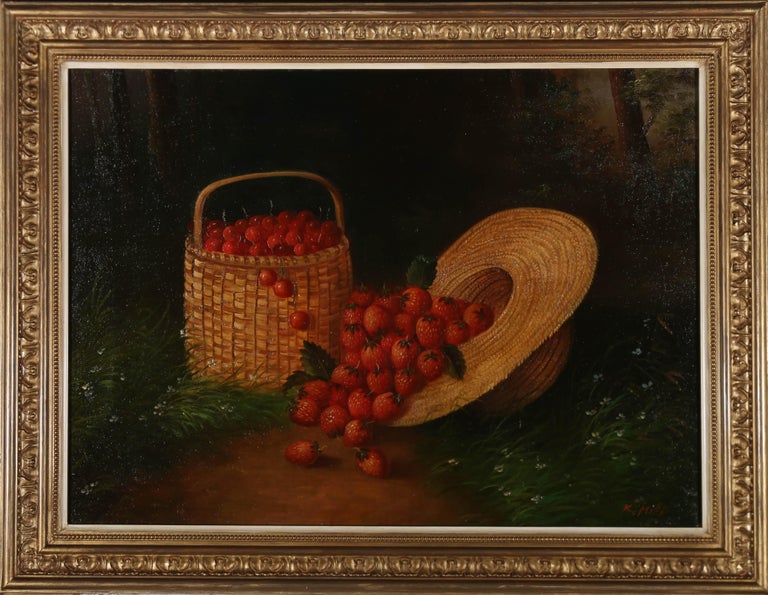 K. Mills - K. Mills - 20th Century Oil, Berries and a Straw Hat at 1stDibs