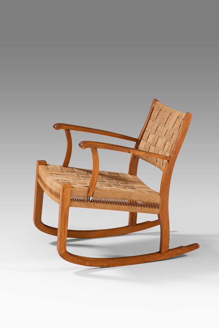 K. Scröder Attributed Rocking Chair Produced by Fritz Hansen in Denmark ...