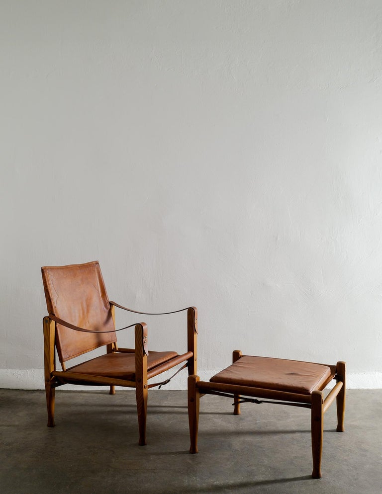 Kaare Klint "Safari Chair and Ottoman" in Leather for Rud Rasmussen ...