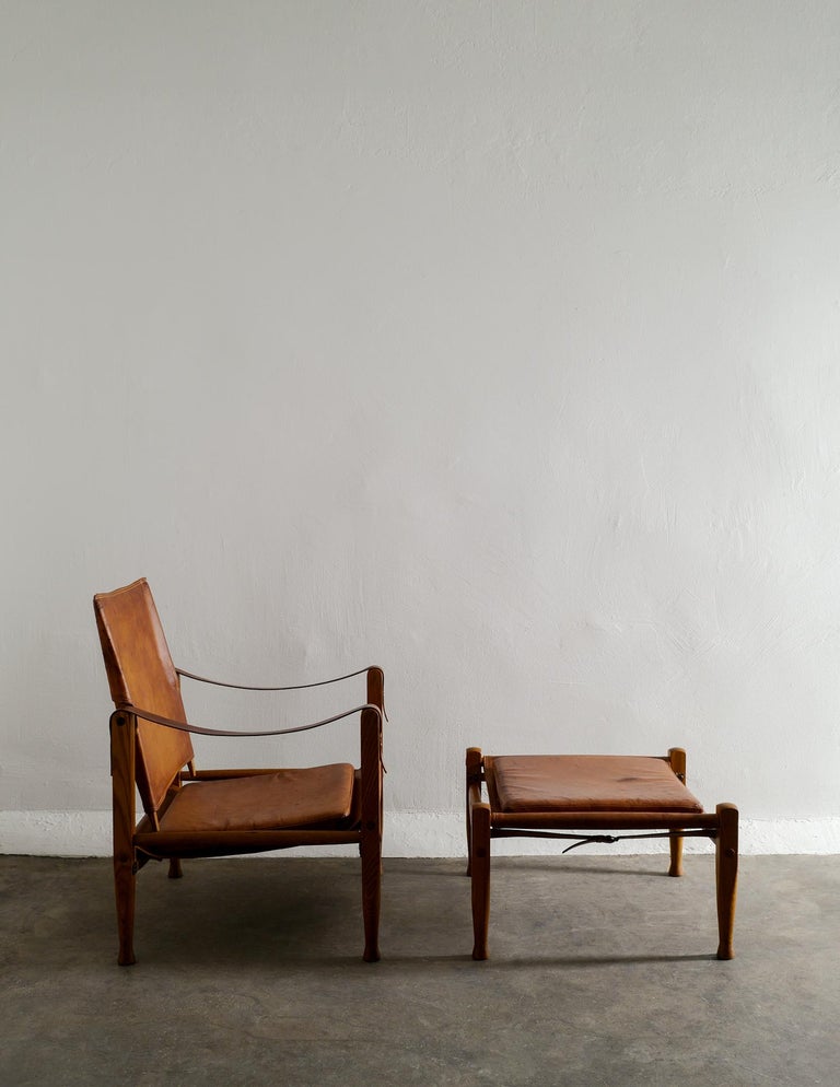 Kaare Klint "Safari Chair and Ottoman" in Leather for Rud Rasmussen ...