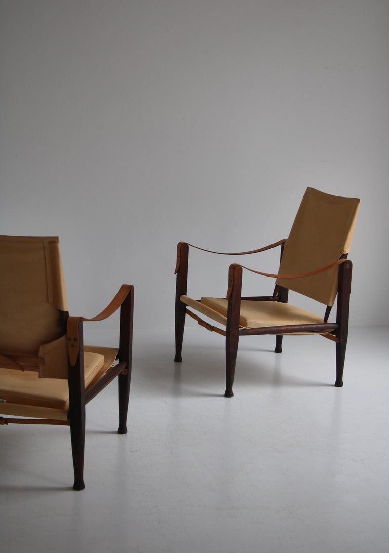 Kaare Klint "Safari" Lounge Chairs in Light Leather and Ash, Rud ...