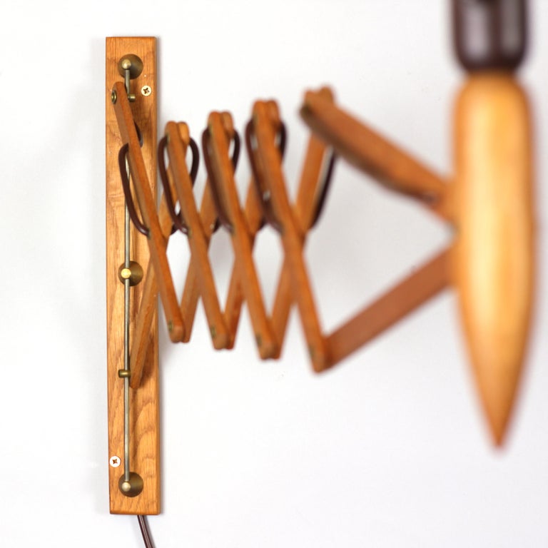 Mid Century Solid Teak Scissor Light, Kaare Klint for Le Klint, Denmark ...