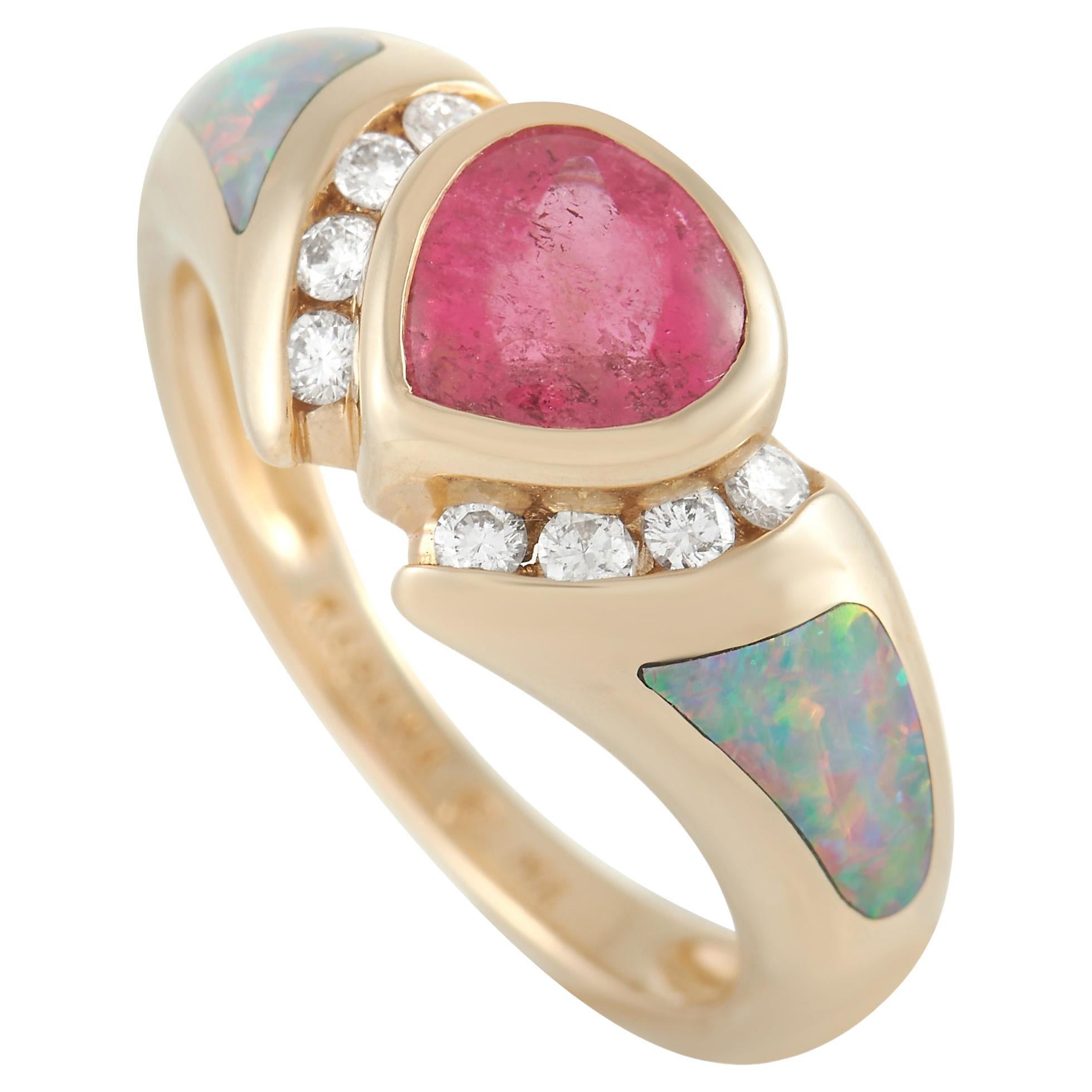 Kabana Amethyst, Opal, and Diamond Ring, 14 Karat Gold Oval .95 Carat ...