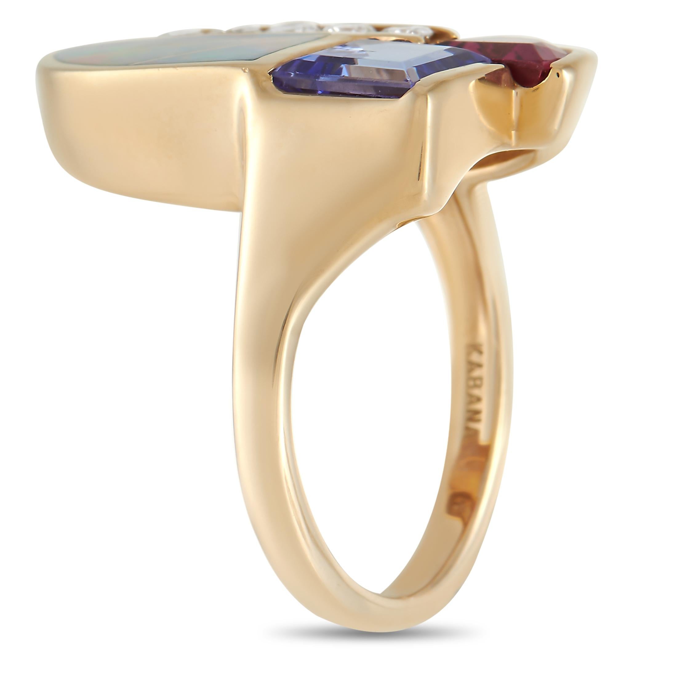 Kabana 14K Yellow Gold 0.20 Ct Diamond, Tourmaline, Tanzanite, and ...