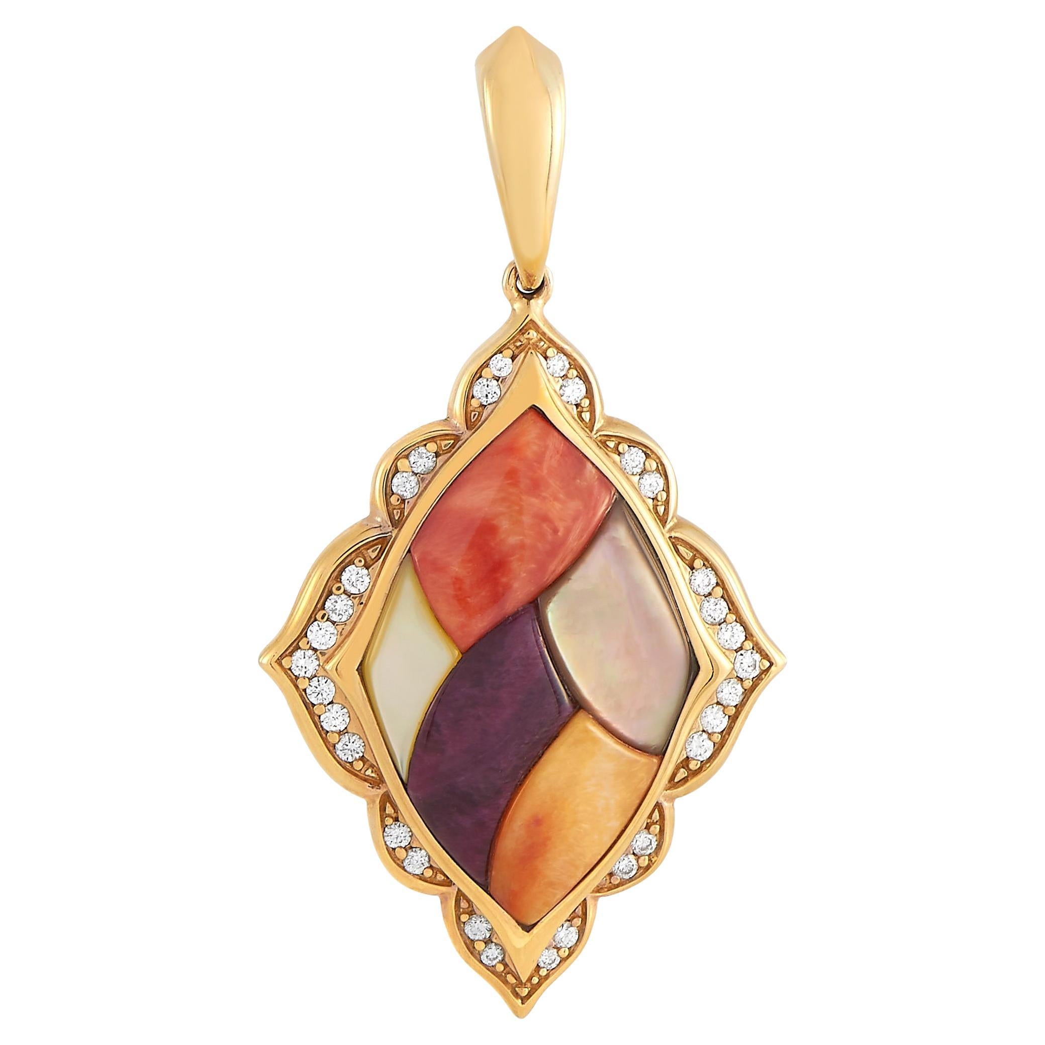Kabana 14K Rose Gold 0.25 Ct Diamond and Mother of Pearl Heart Pendant ...