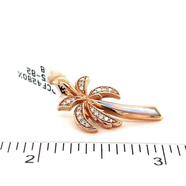 Kabana Diamond Pink Mother of Pearl 14k Rose Gold Palm Tree Charm For ...