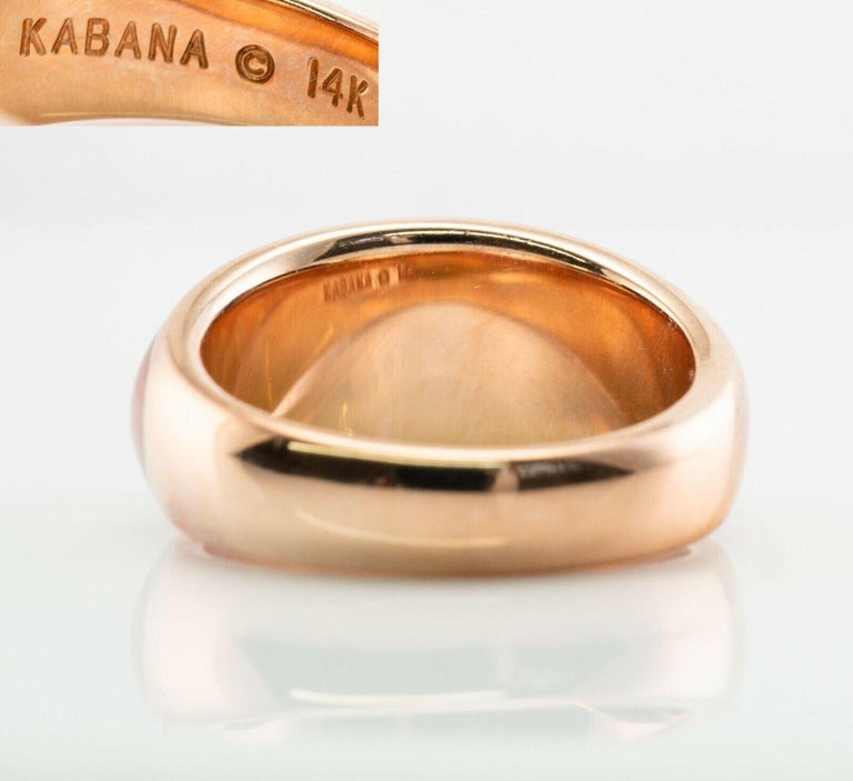 Kabana Mother of Pearl Diamond Ring 14K Rose Gold Band For Sale at 1stDibs
