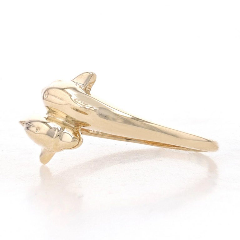 Kabana Playful Dolphin Duo Bypass Ring Yellow Gold 14k Aquatic Life For ...
