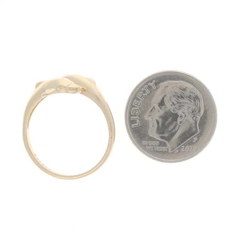 Kabana Playful Dolphin Duo Bypass Ring Yellow Gold 14k Aquatic Life For ...
