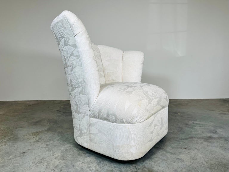 Kagan Style Channel Back Nautilus Swivel Club Chair For Sale at 1stDibs