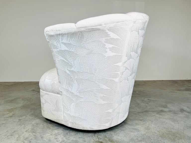 Kagan Style Channel Back Nautilus Swivel Club Chair For Sale at 1stDibs