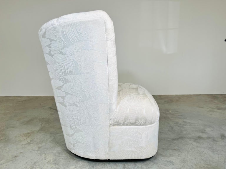 Kagan Style Channel Back Nautilus Swivel Club Chair For Sale at 1stDibs
