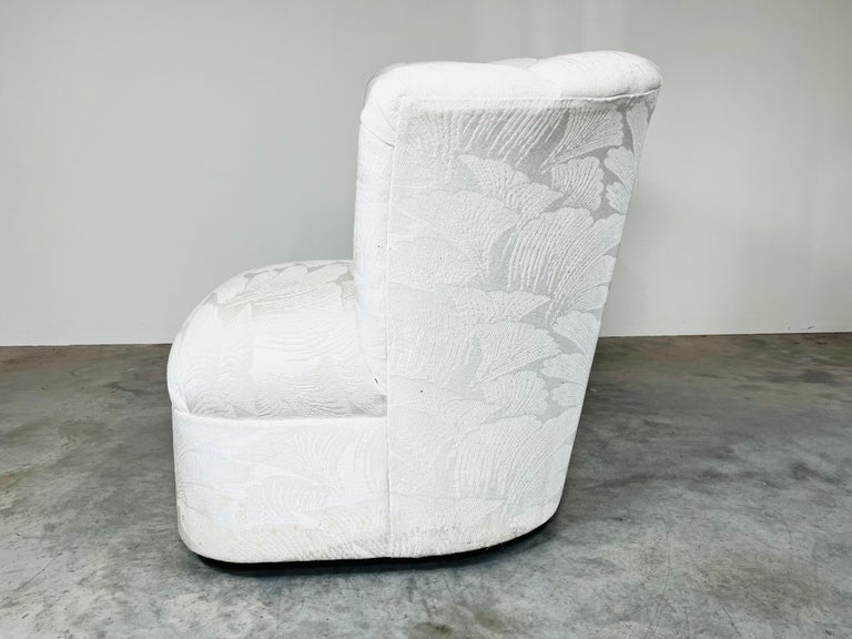 Kagan Style Channel Back Nautilus Swivel Club Chair For Sale at 1stDibs