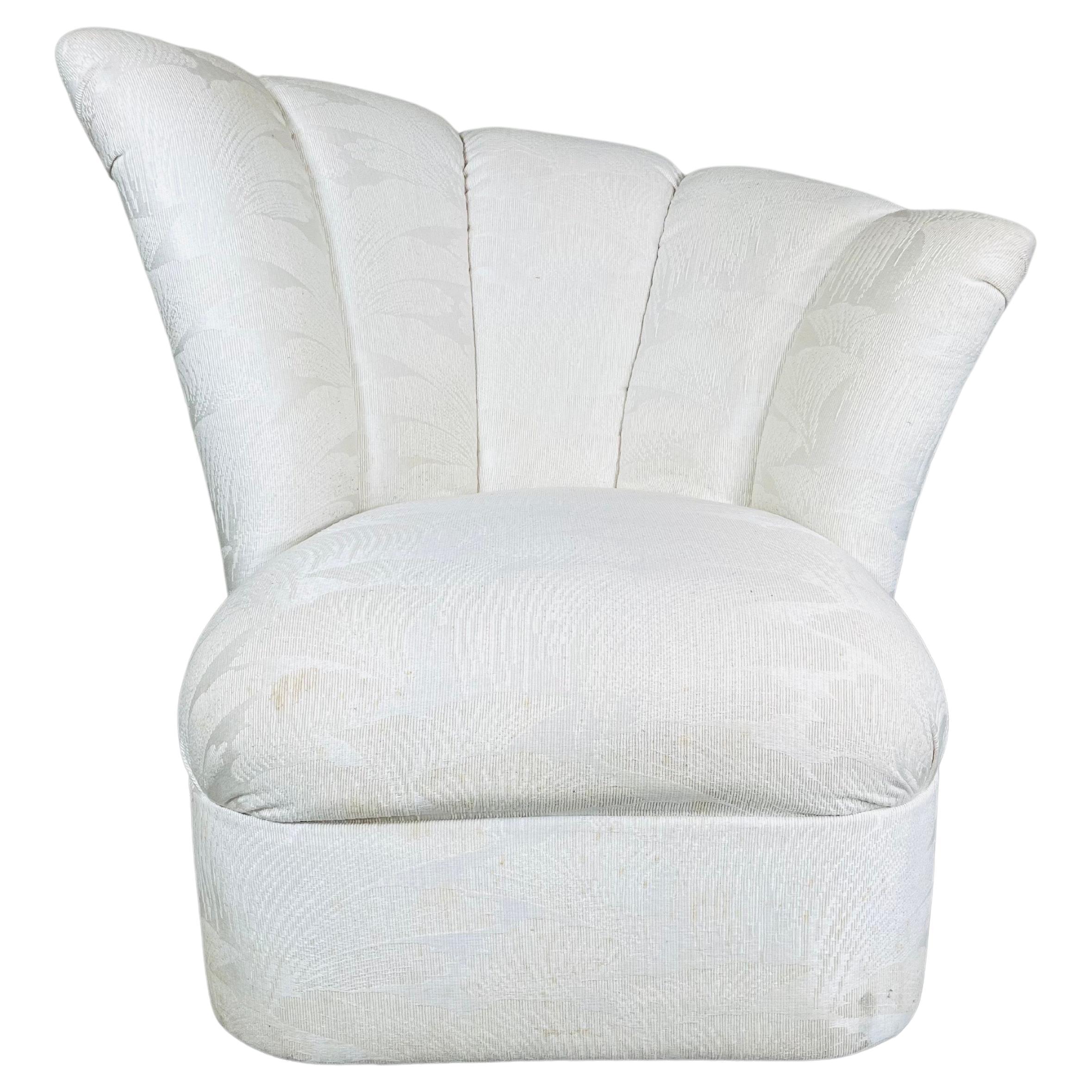 Kagan Style Channel Back Nautilus Swivel Club Chair For Sale at 1stDibs