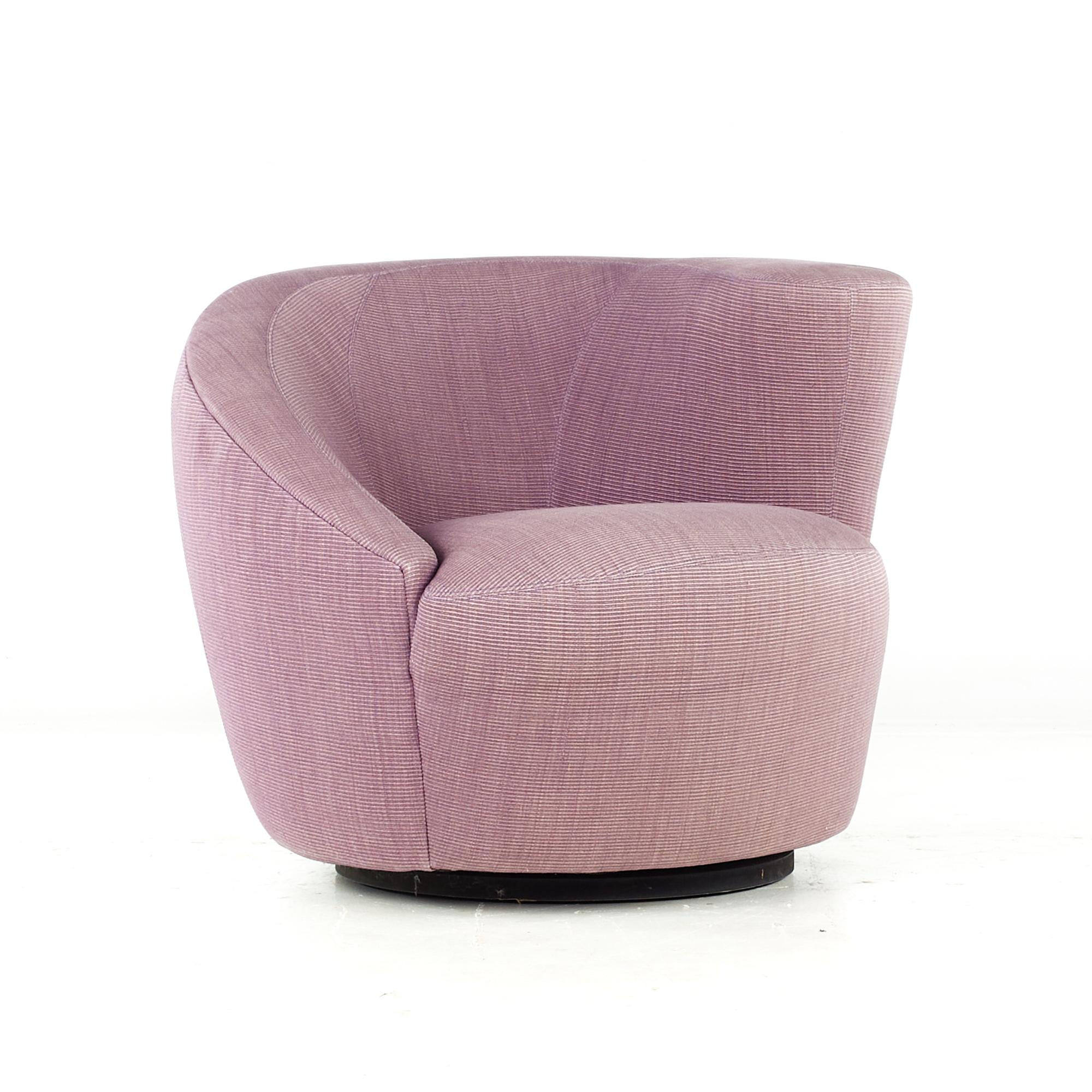 Kagan Style Midcentury Nautilus Purple Swivel Lounge Chairs, Pair For ...