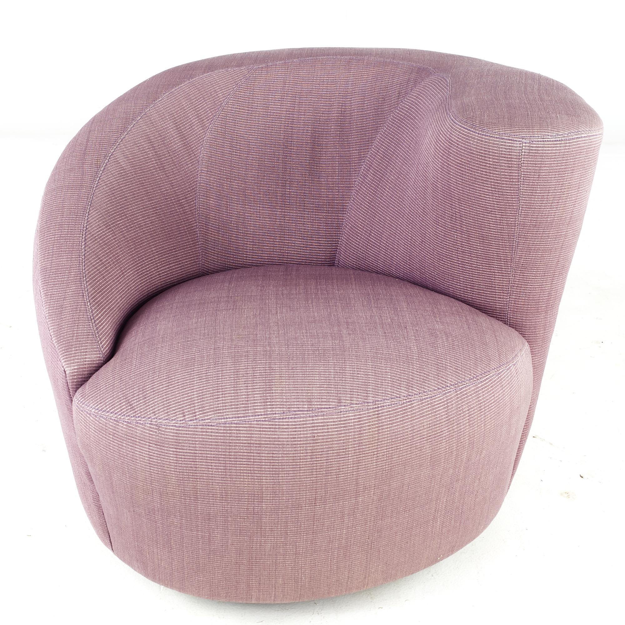 Kagan Style Midcentury Nautilus Purple Swivel Lounge Chairs, Pair For ...