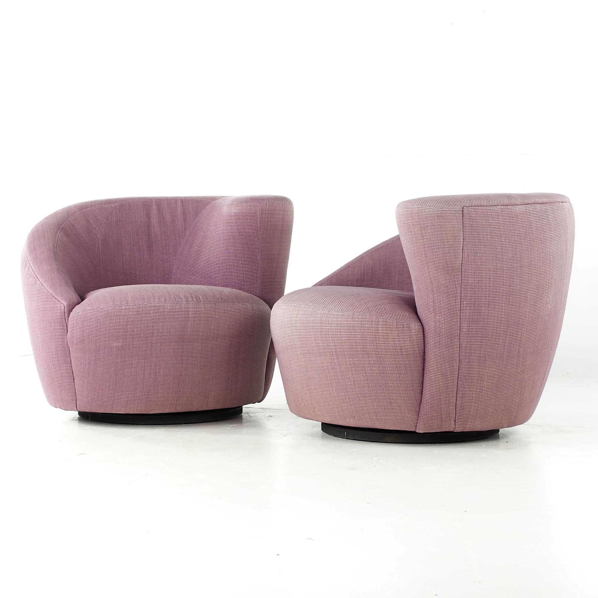 Kagan Style Midcentury Nautilus Purple Swivel Lounge Chairs, Pair For ...