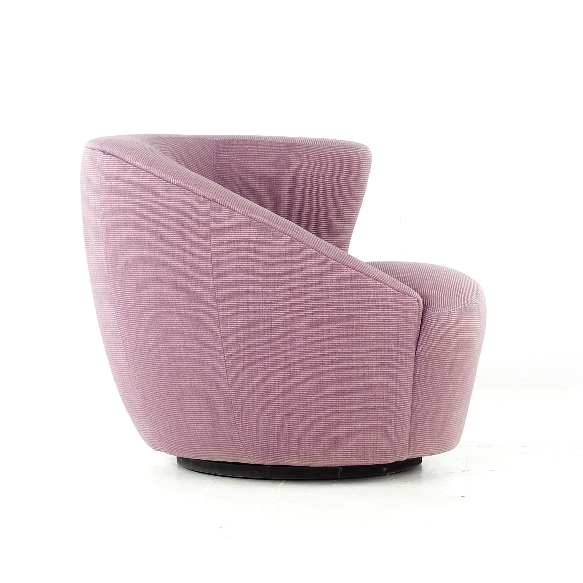 Kagan Style Midcentury Nautilus Purple Swivel Lounge Chairs, Pair For ...