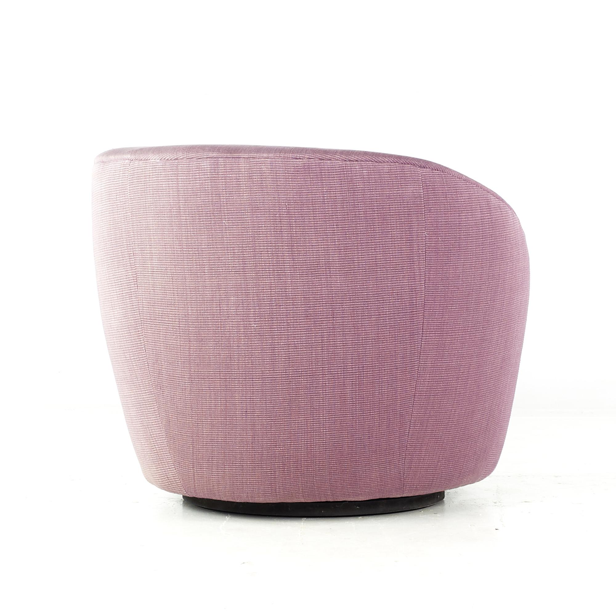 Kagan Style Midcentury Nautilus Purple Swivel Lounge Chairs, Pair For ...