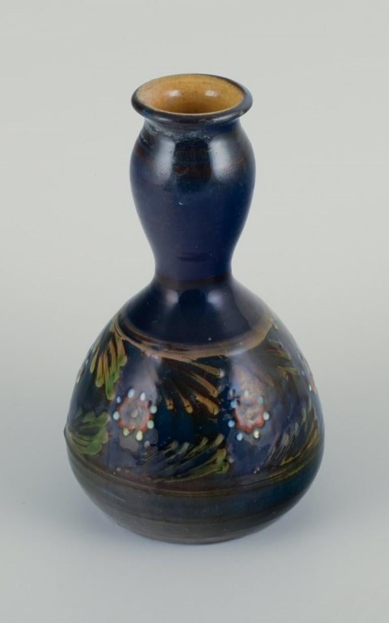 Kähler Vase with Blue Glaze and Motif of Flowers and Branches, 1930s ...