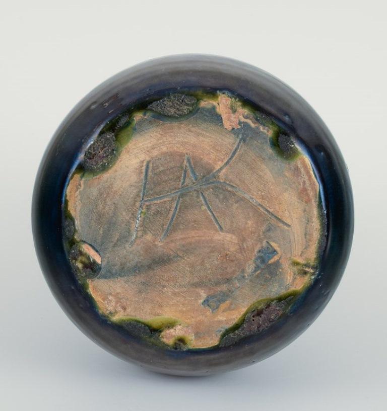 Kähler Vase with Blue Glaze and Motif of Flowers and Branches, 1930s ...
