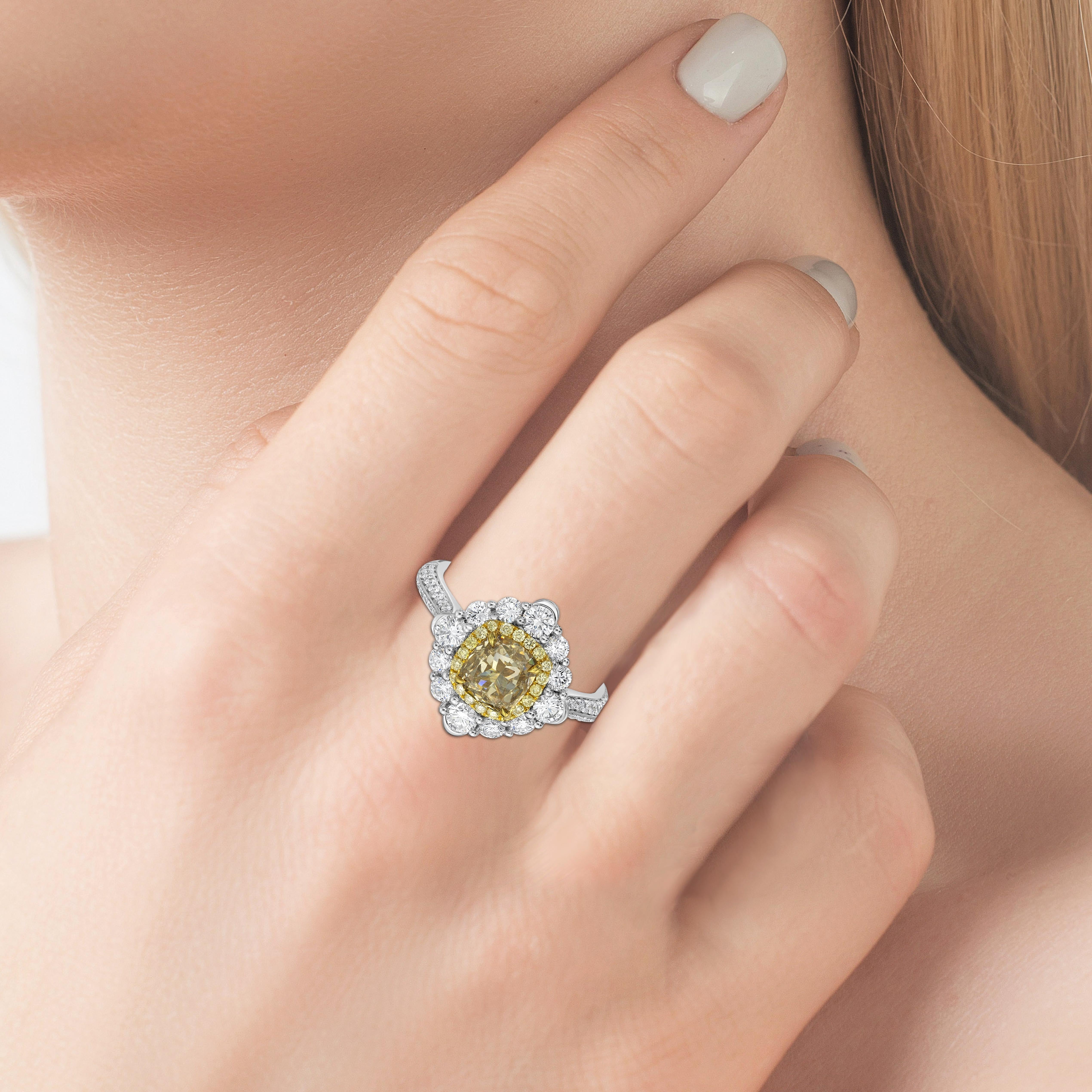 KAHN GIA Certified 1.25 Carat Light Brown Diamond Ring For Sale at ...