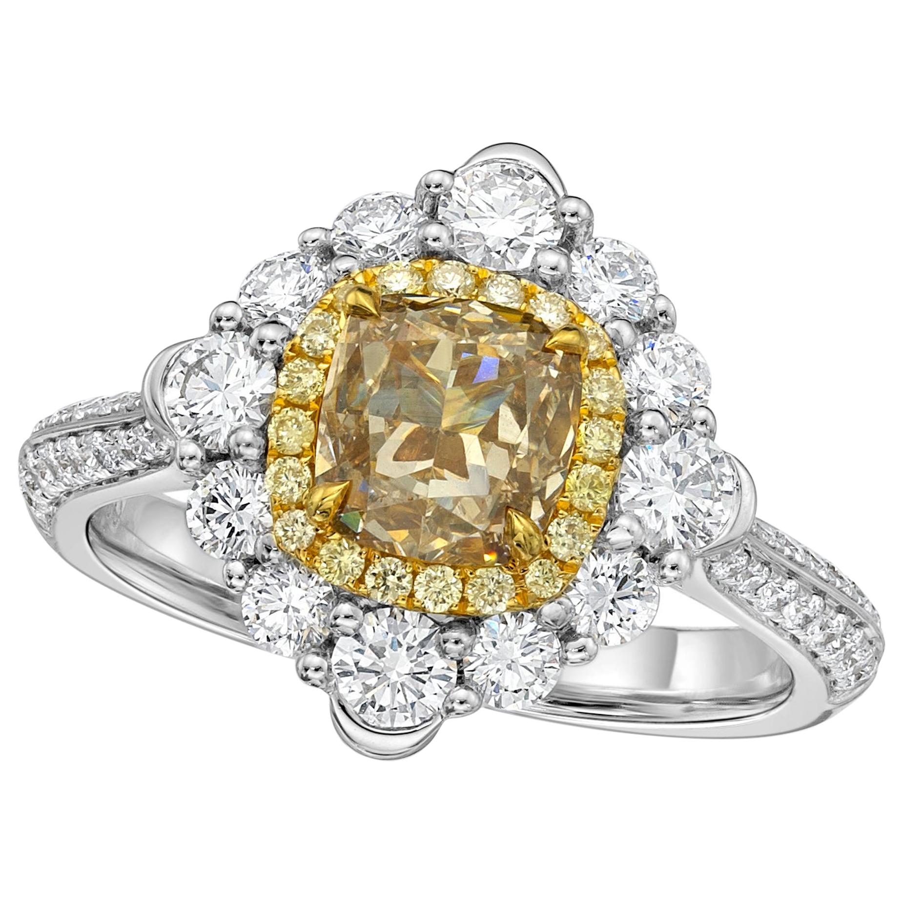 KAHN GIA Certified 1.25 Carat Light Brown Diamond Ring For Sale at ...