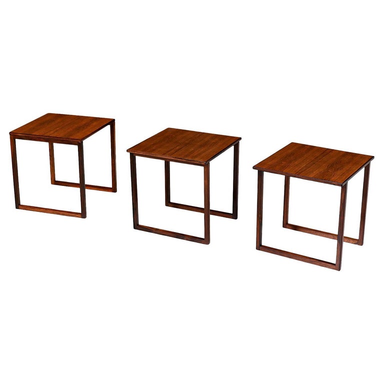 Kai Kristiansen Model-33 Rosewood Interlocking Cube Nesting Tables For ...