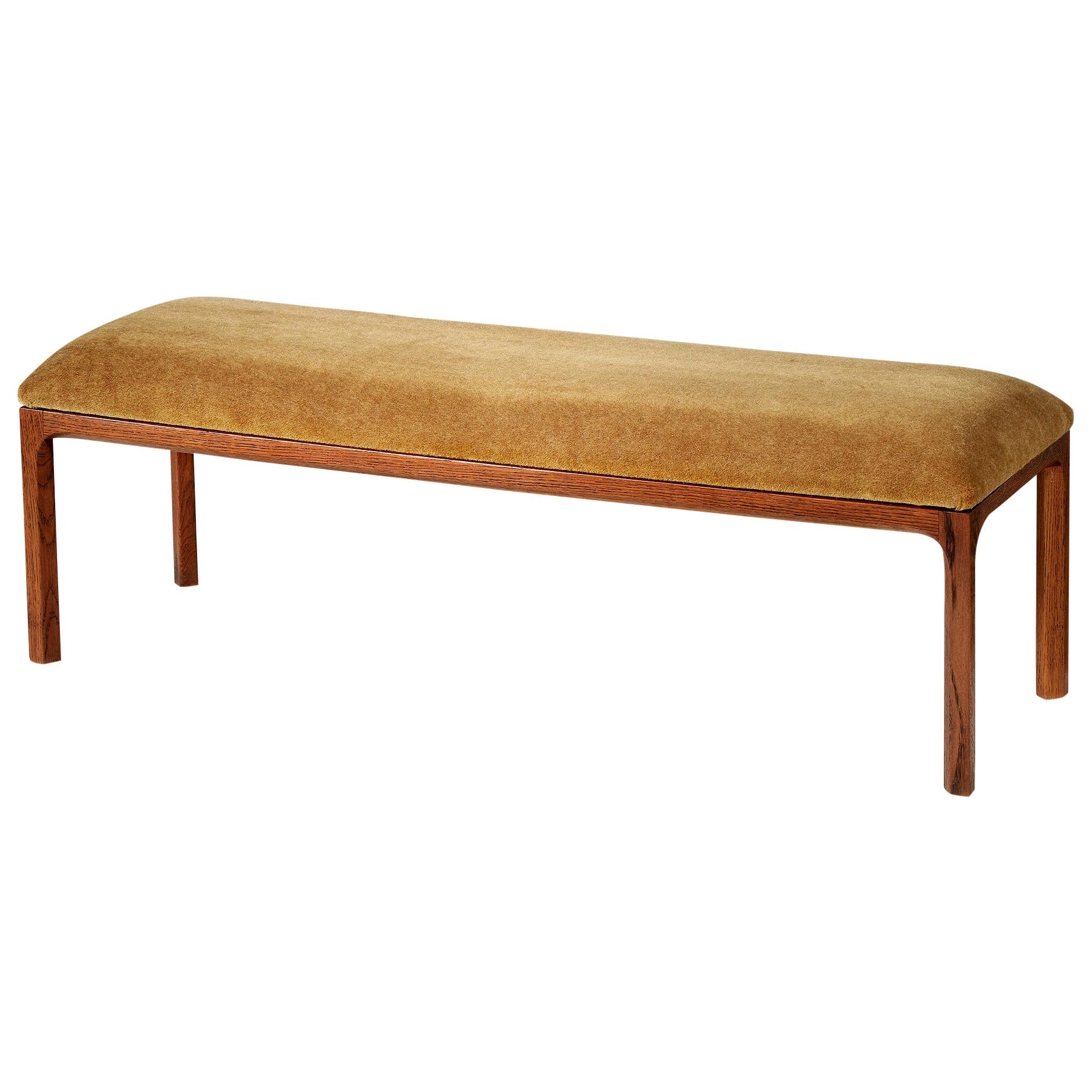 Kai Kristiansen Oak and Velvet Bench, circa 1960 For Sale at 1stDibs
